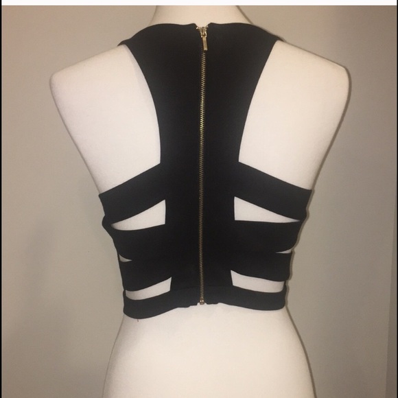 bebe | Tops | Bebe Black Cage Crop Top | Poshmark